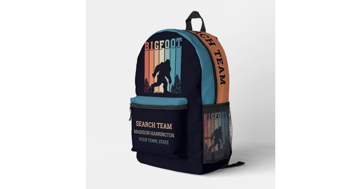 Custom Name & Text Bigfoot Printed Backpack | Zazzle
