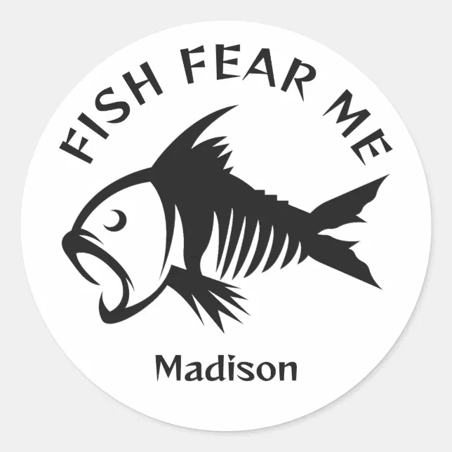 Custom Name & Text Fish Classic Round Sticker | Zazzle