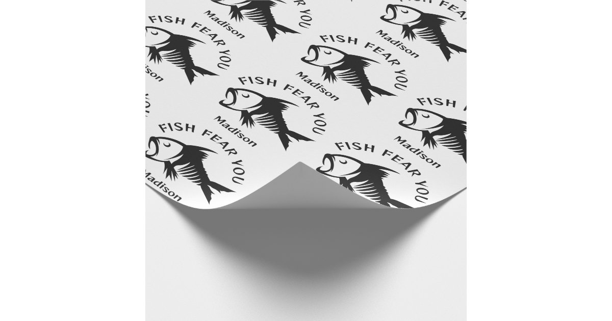 Custom Name & Text Fish Wrapping Paper | Zazzle