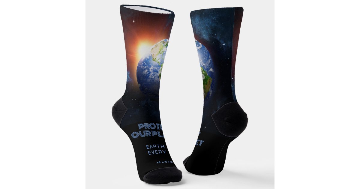 Custom Name & Text Planet Earth Socks | Zazzle