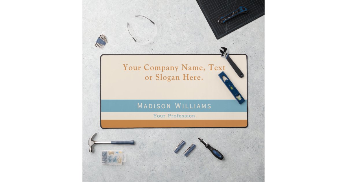 Custom Name Text Slogan Office or Personal Retro Desk Mat | Zazzle