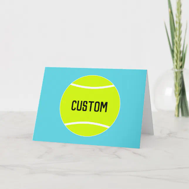 Custom Name/Text Tennis Ball Player Greeting Card | Zazzle
