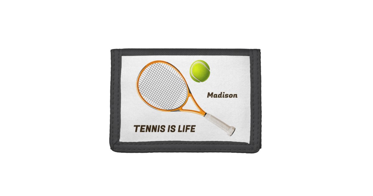 Custom Name & Text Tennis Trifold Wallet | Zazzle