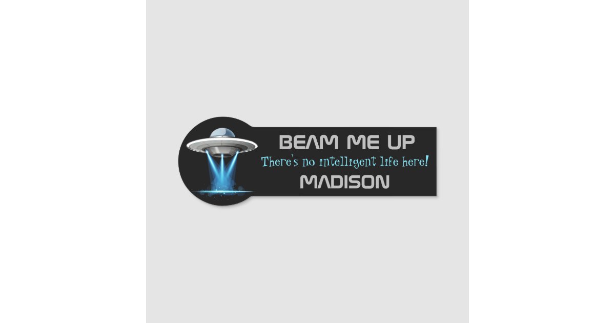 Custom name & text UFO Spaceship Name Tag | Zazzle