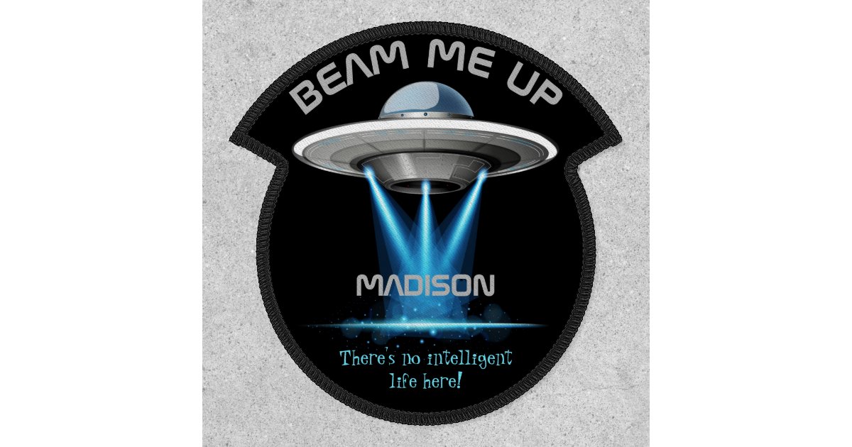 Custom name & text UFO Spaceship Patch | Zazzle