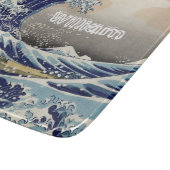 Custom name the great wave navy blue cutting board | Zazzle