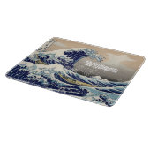 Custom name the great wave navy blue cutting board | Zazzle