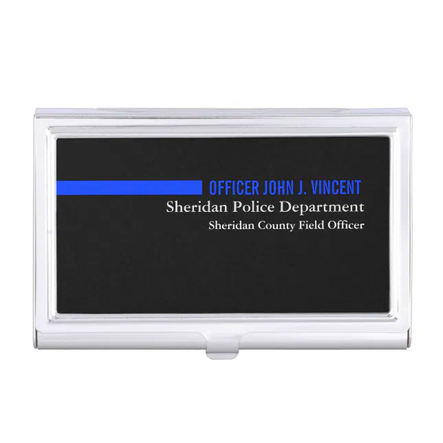 Custom Name Thin Blue Line Police Business Card Holder | Zazzle