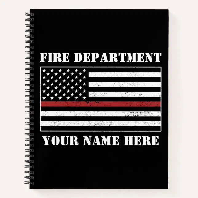 Custom Name Thin Red Line Flag Proud Firefighter Notebook | Zazzle