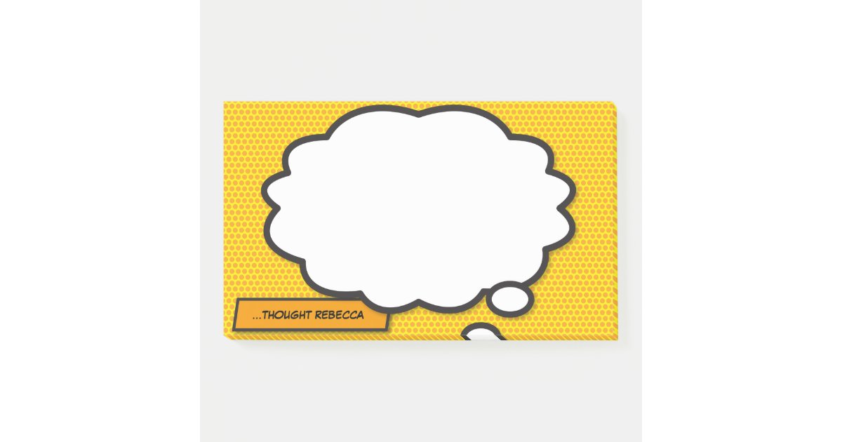 Custom Name Think Bubble Fun Comic Book Post-it Notes | Zazzle