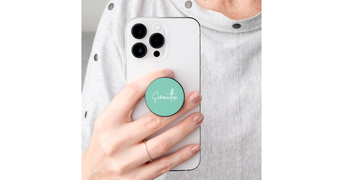 Custom Name Turquoise Handwritten Script PopSocket | Zazzle
