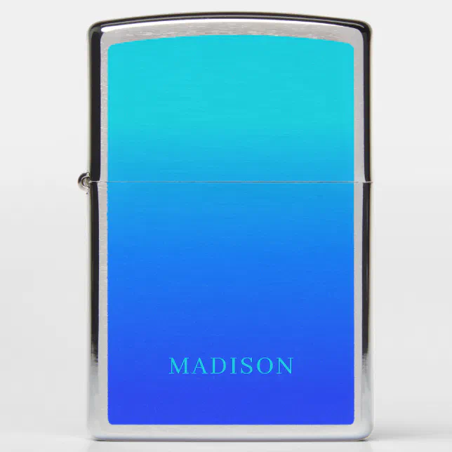 Custom name Turquoise to Blue Gradient lighters | Zazzle
