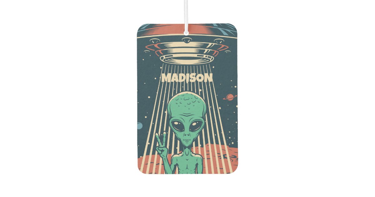 Custom Name UFO Alien Air Freshener | Zazzle