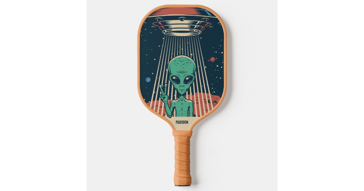 Custom Name UFO Alien Pickleball Paddle | Zazzle