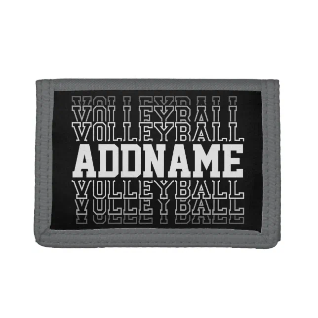 CUSTOM NAME Vanishing Volleyball Logo Team Player Trifold Wallet | Zazzle