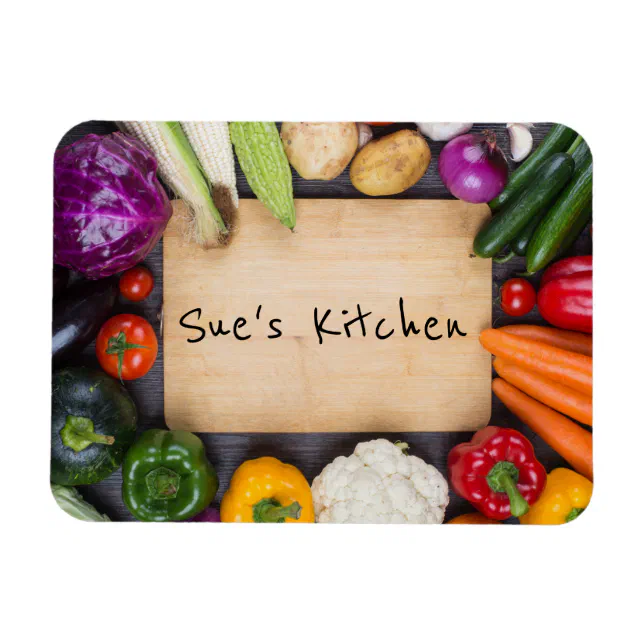 Custom Name Veggie Kitchen Magnet | Zazzle