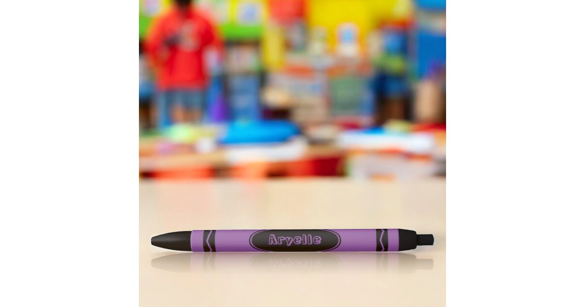 Custom Name Violet Purple Crayon Black Ink Pen | Zazzle