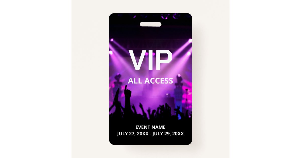 Custom Name VIP All Access Pass Badge | Zazzle