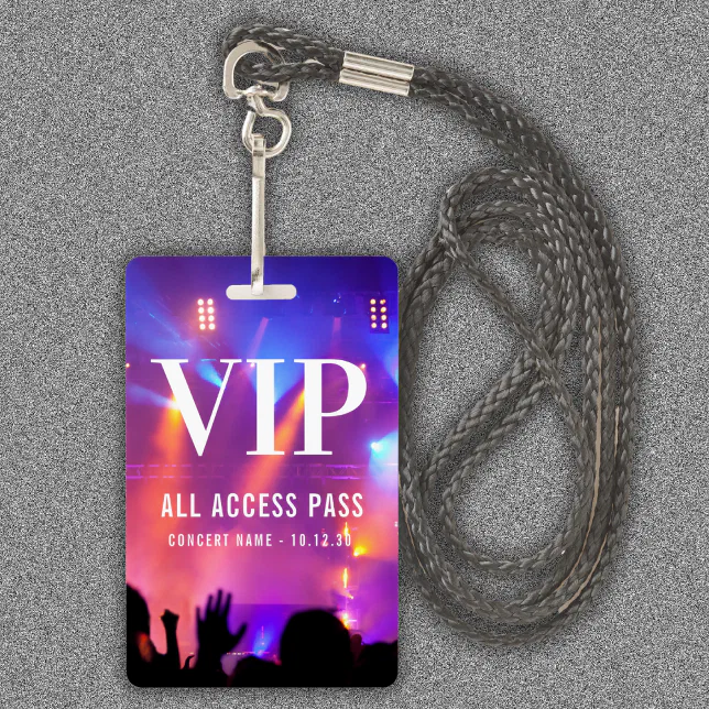 Custom Name VIP All Access Pass Concert Badge | Zazzle