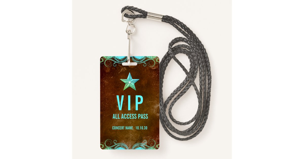 Custom Name VIP All Access Pass Concert Badge | Zazzle