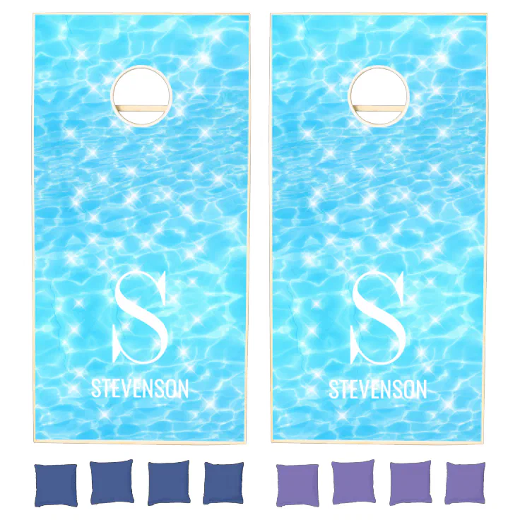 Custom name water ripples water textures modern cornhole set | Zazzle