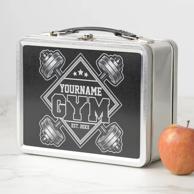 Custom NAME Weightlifting Home Crossfit Gym Metal Lunch Box | Zazzle