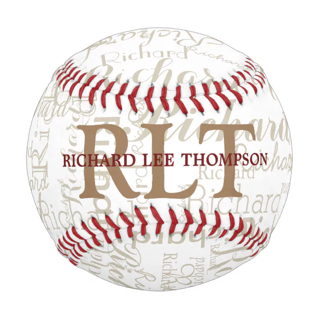 Custom Name with Initials Personalized Monogram Baseball | Zazzle