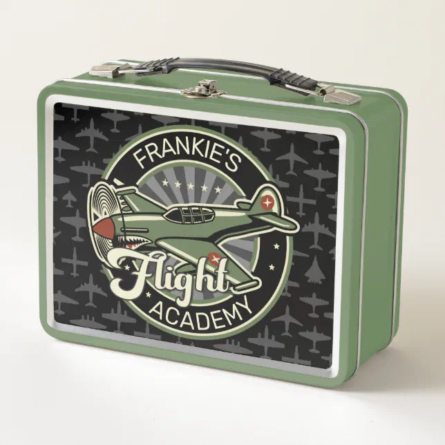 Custom NAME WWII Military Fighter War Plane Retro Metal Lunch Box | Zazzle