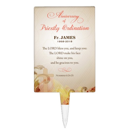 Custom Name & Year, 60th Priestly Ordination Cake Topper | Zazzle.com