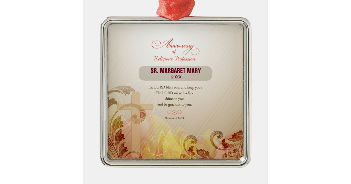 Custom Name & Year Nun, 60th Anniversary Religious Metal Ornament | Zazzle