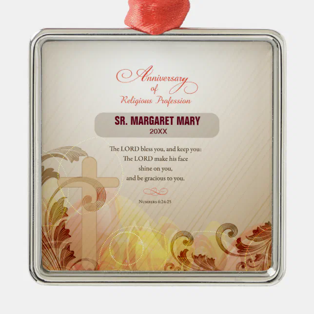 Custom Name & Year Nun, 60th Anniversary Religious Metal Ornament | Zazzle