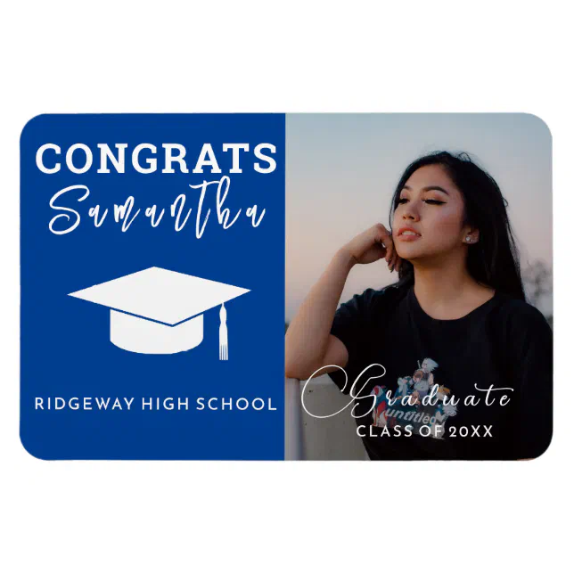 Custom Name, Year Personalized Graduation Photo Magnet | Zazzle