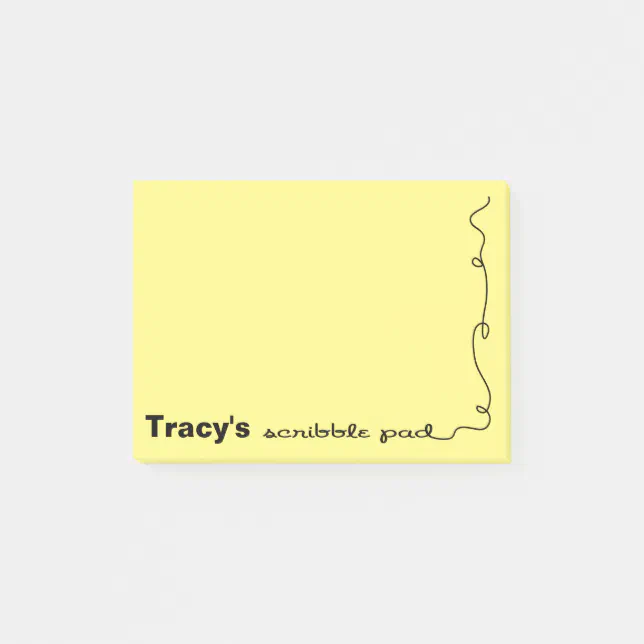 Custom Name Yellow Scribble Pad Post-it Notes | Zazzle