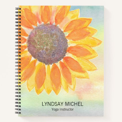 Custom Name Yoga Instructor Sunflower Notebook | Zazzle