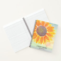 Custom Name Yoga Instructor Sunflower Notebook | Zazzle