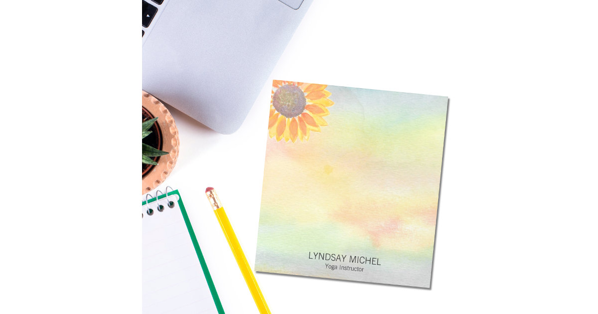 Custom Name Yoga Instructor Sunflower Notepad | Zazzle