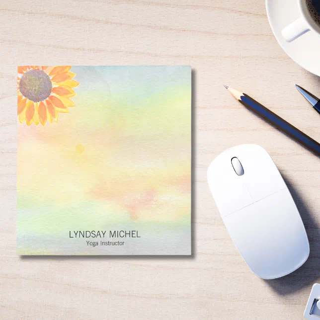 Custom Name Yoga Instructor Sunflower Notepad | Zazzle