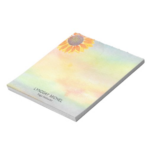 Custom Name Yoga Instructor Sunflower Notepad | Zazzle