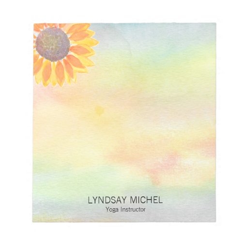 Custom Name Yoga Instructor Sunflower Notepad | Zazzle