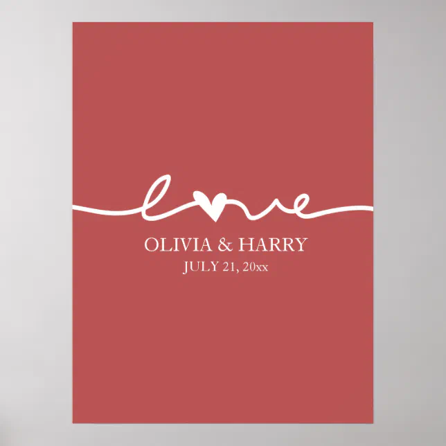 Custom Names Love Script Poster | Zazzle