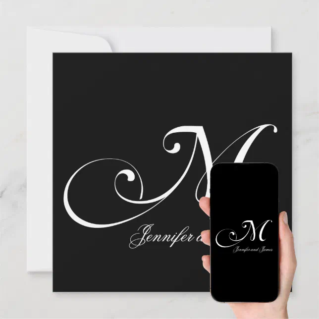 Custom Names Monogram M Wedding Invitations | Zazzle