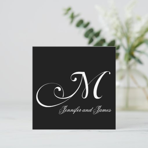 Custom Names Monogram M Wedding Invitations | Zazzle