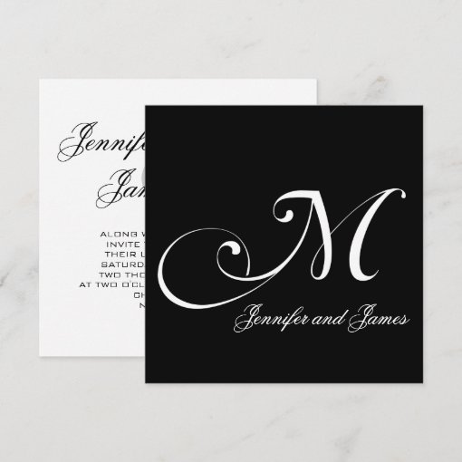 Custom Names Monogram M Wedding Invitations | Zazzle