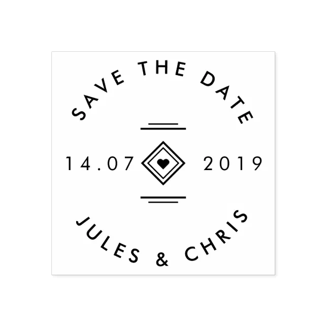 Custom Names Round Modern Minimalist Save The Date Rubber Stamp | Zazzle
