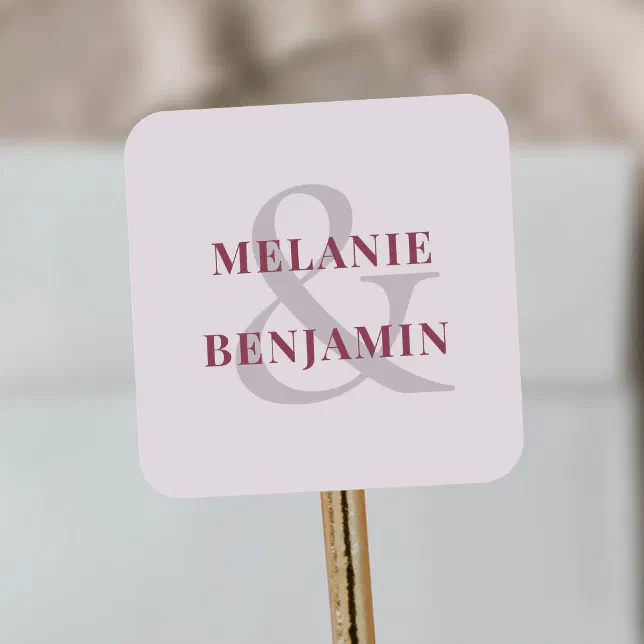 custom Names Simple Elegant Purple Square Sticker | Zazzle