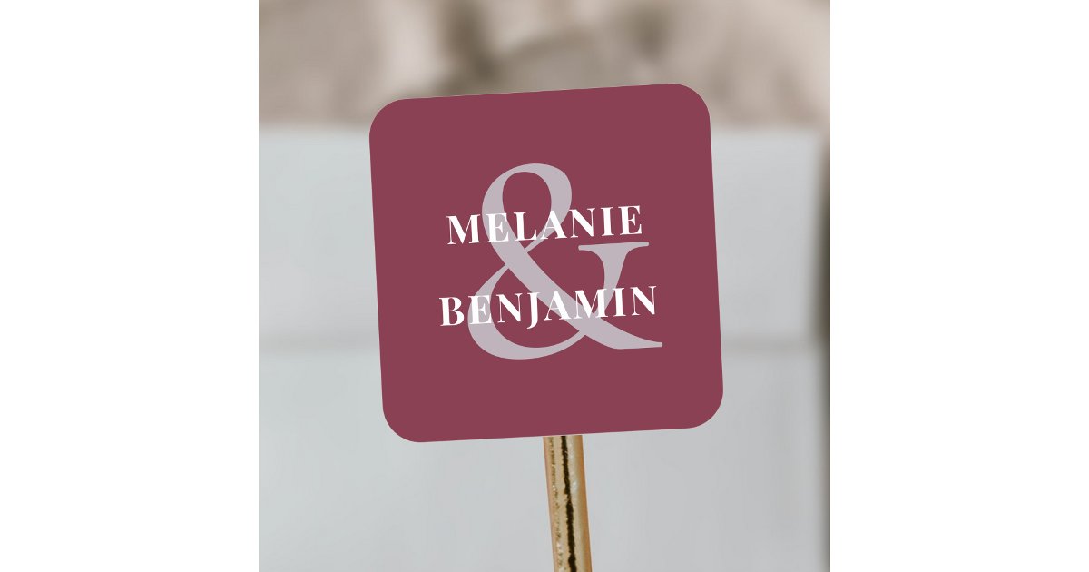custom Names Simple Elegant Rose Pink Square Sticker | Zazzle