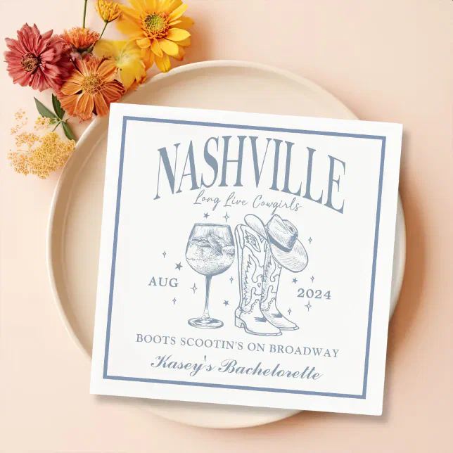 Custom Nashville Bachelorette Rodeo Cocktail Napkins | Zazzle