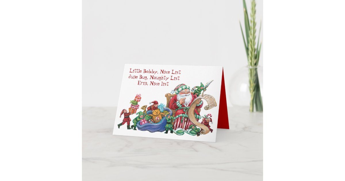 Custom Naughty Nice List Christmas Card for Kids | Zazzle
