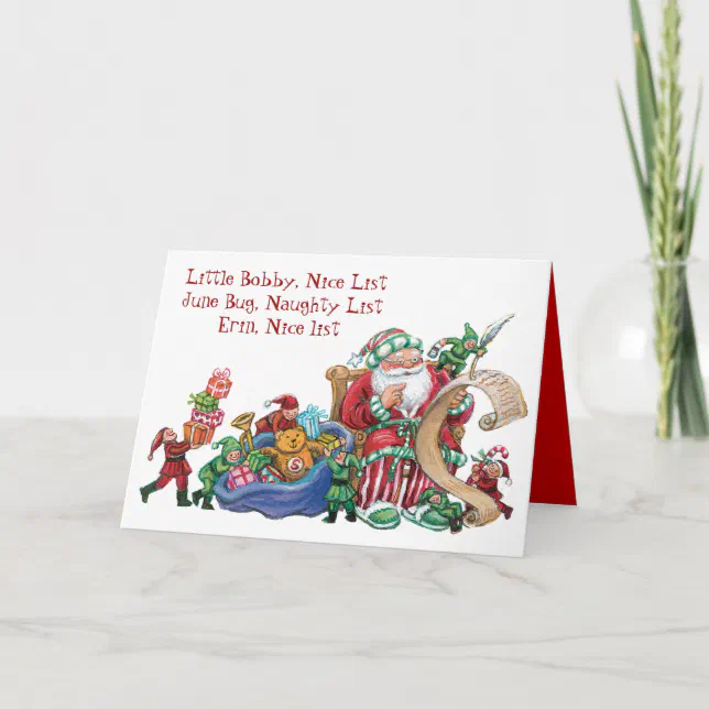 Custom Naughty Nice List Christmas Card for Kids | Zazzle