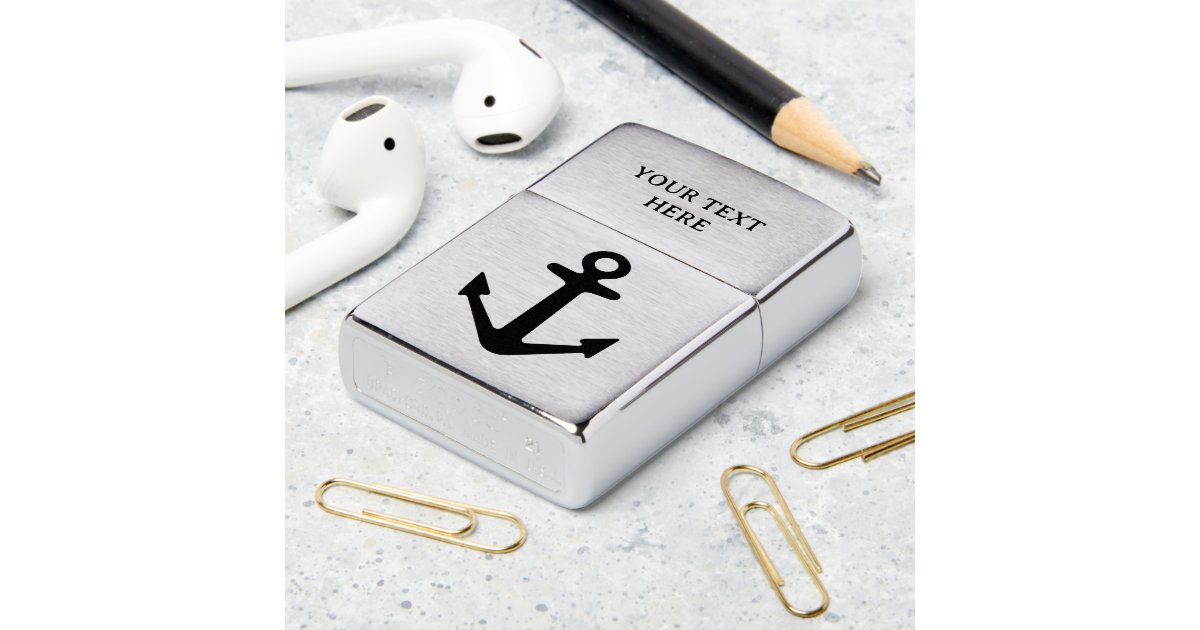 Custom nautical anchor logo Zippo Pocket Lighter | Zazzle